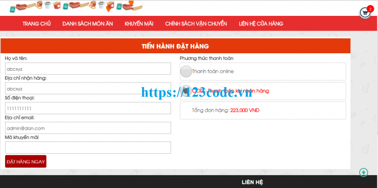 Tải source code website bán đồ ăn nhanh asp.net có database