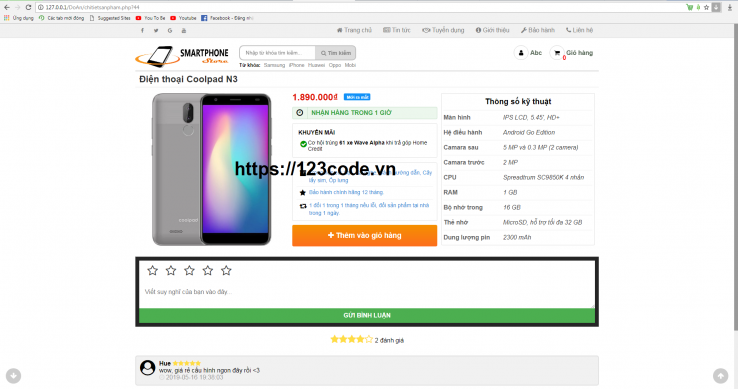 Source code website bán hàng điện thoại php thuần tải miễn phí