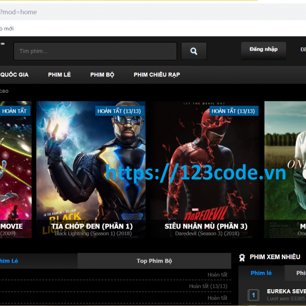 Chia sẻ miễn phí source code website xem phim php full data