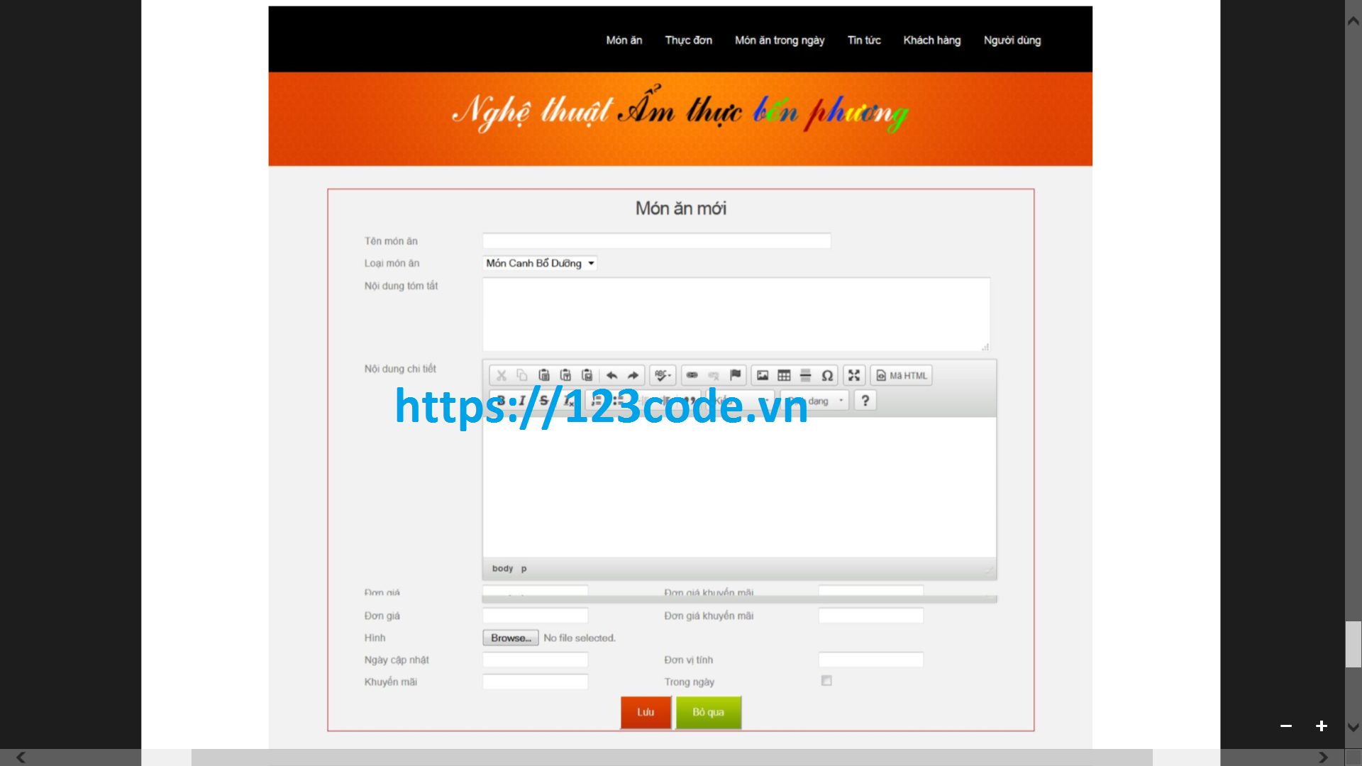 Share source code kèm báo cáo website quản lý nhà hàng php thuần miễn phí