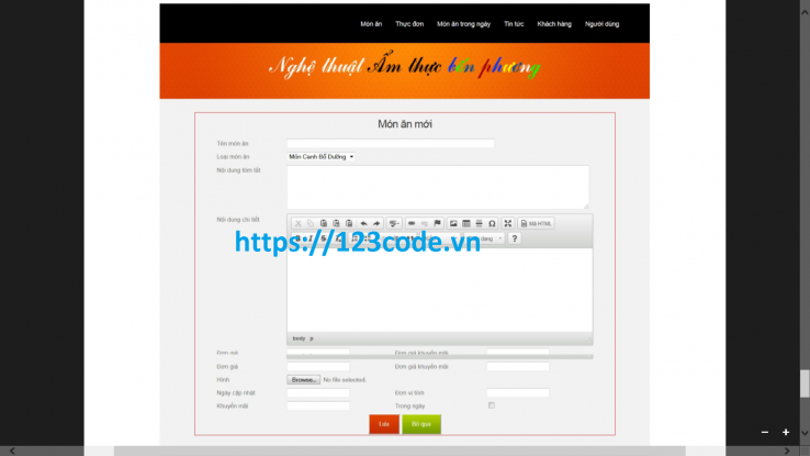 Share source code kèm báo cáo website quản lý nhà hàng php thuần miễn phí