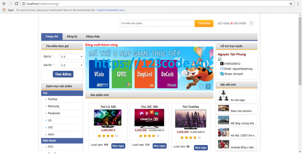 Code website bán hàng php CodeIgniter Framework full báo cáo