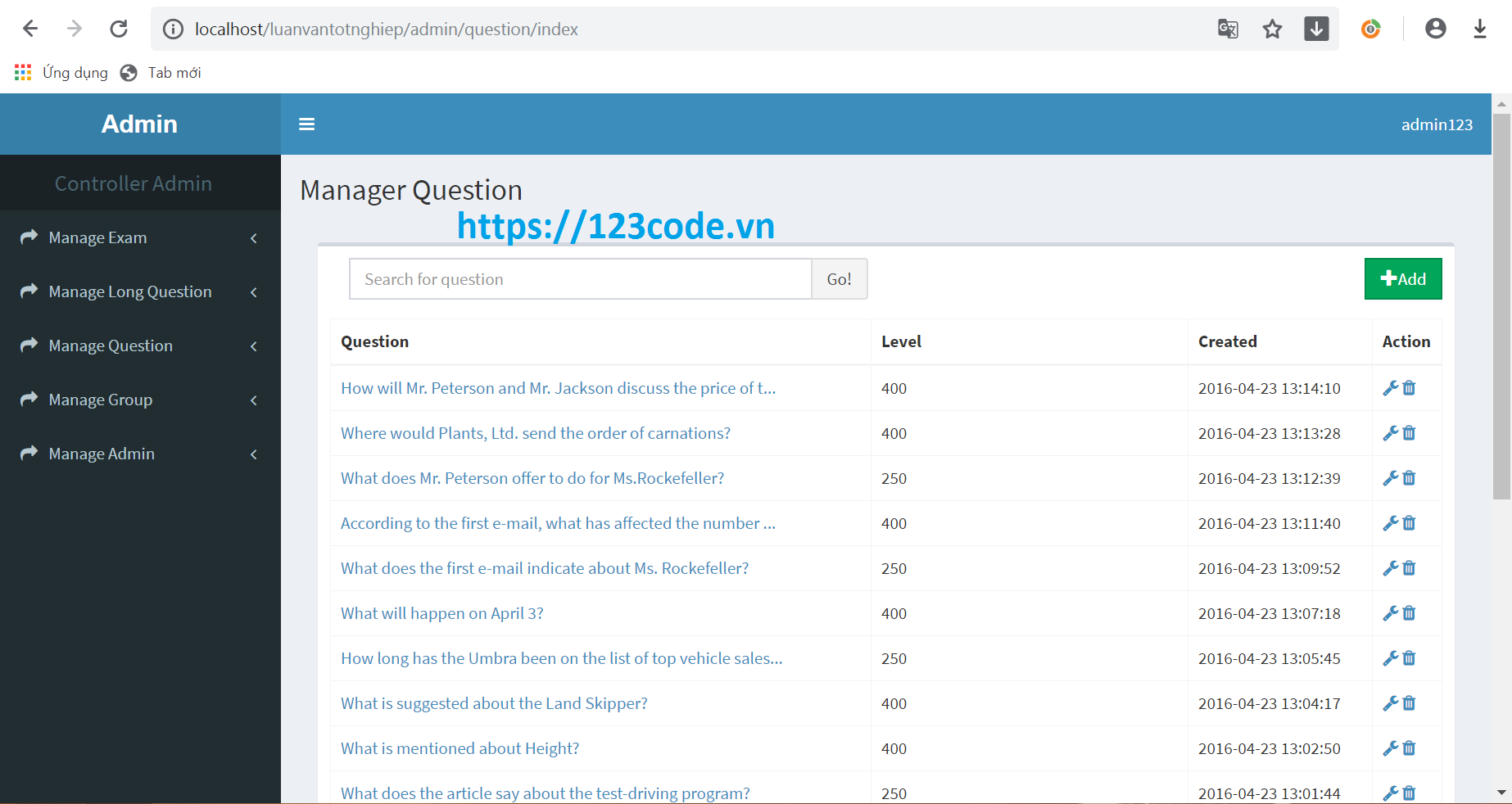 Share source code luyện thi trắc nghiệm tiếng anh php CodeIgniter Framework