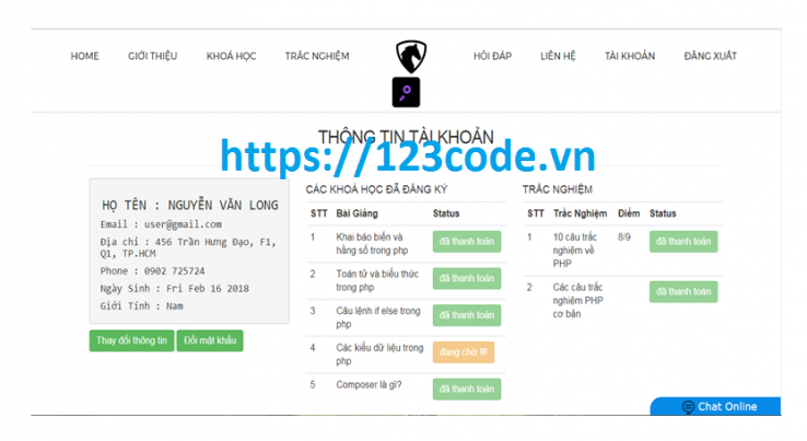Báo Cáo Kèm Source Code Khóa Học Online Javascript Full Data Mysql