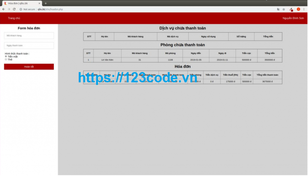 Source Code Website Quản Lý Khách Sạn Php Thuần Có Cáo Báo
