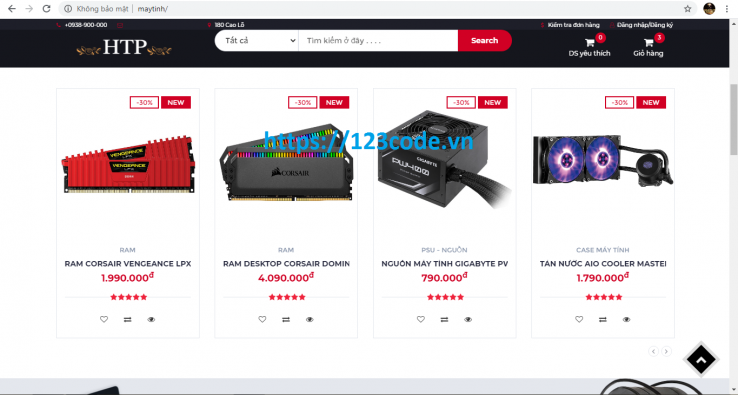 Source code website bán hàng linh kiện máy tính php thuần kết nối sql
