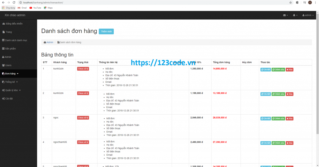 Tải source code website bán hàng máy tính php thuần có báo cáo