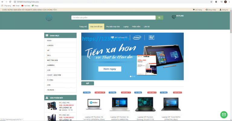 Tải source code website bán hàng máy tính php thuần có báo cáo