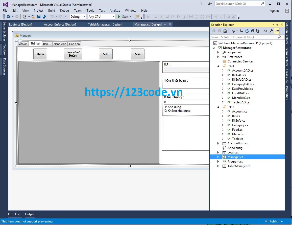 Tải source code phần mềm quản lý nhà hàng c# kết nối sql có báo cáo