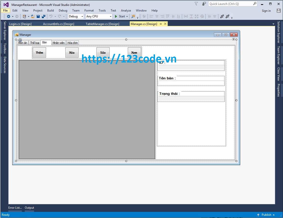 Tải source code phần mềm quản lý nhà hàng c# kết nối sql có báo cáo