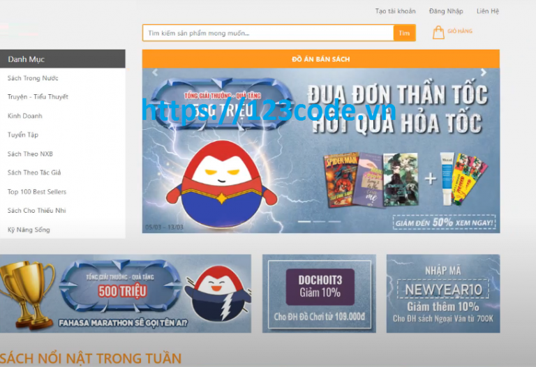 share miễn phí source code website bán sách online php thuần