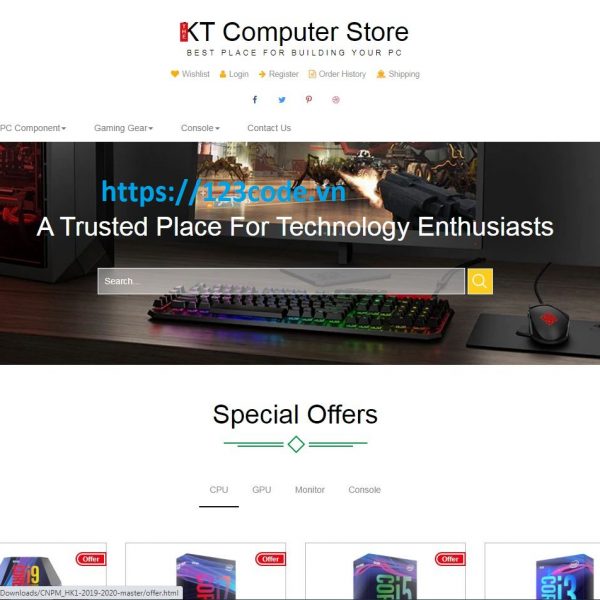 Tải miễn phí source code website bán hàng máy tính html - css - bootstrap