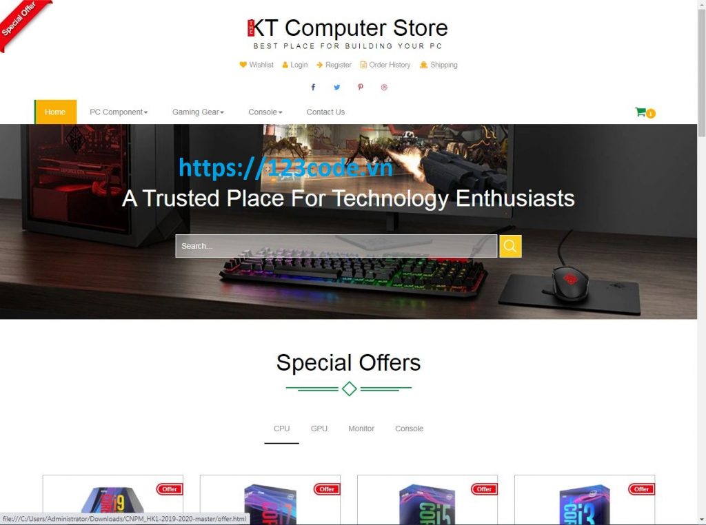 Tải miễn phí source code website bán hàng máy tính html - css - bootstrap