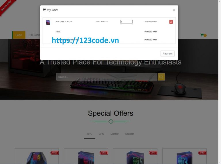 Tải miễn phí source code website bán hàng máy tính html - css - bootstrap
