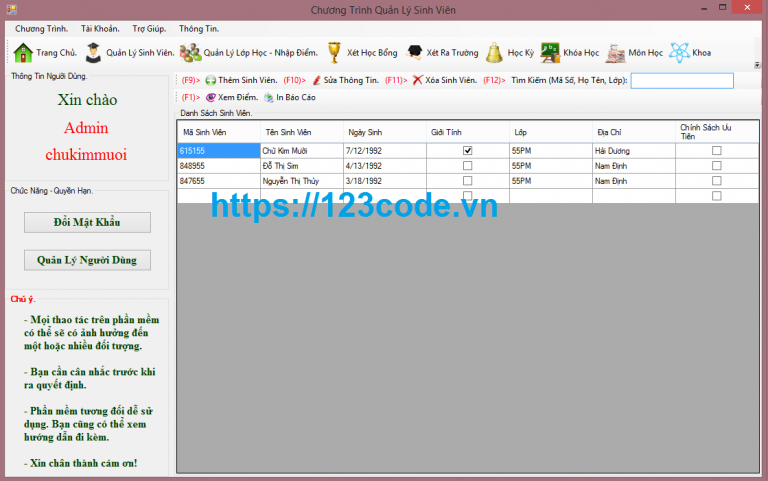 Share code phần mềm quản lý sinh viên c# sql có báo cáo ( Đồ án môn CSDL )