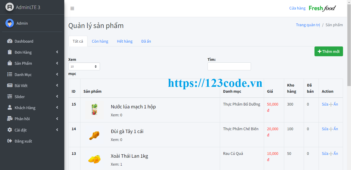 Share code website bán thực phẩm php - codeigniter