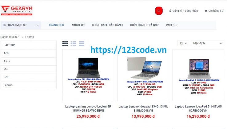 Code website bán máy tính html - css - javascript tải miễn phí