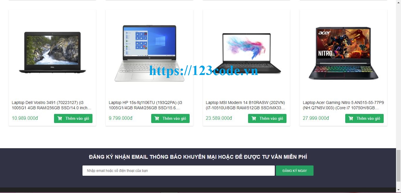 Code trang web bán hàng html - css tải miễn phí tại 123code.vn