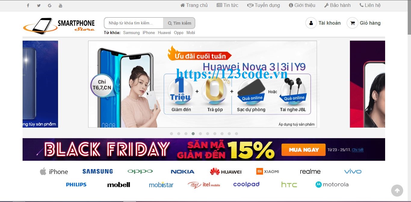 Code web bán hàng điện thoại di động html - css giao diện siêu đẹp